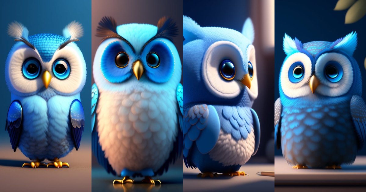 Lexica - Cute small blue owl waving hello unreal engine, cozy indoor ...