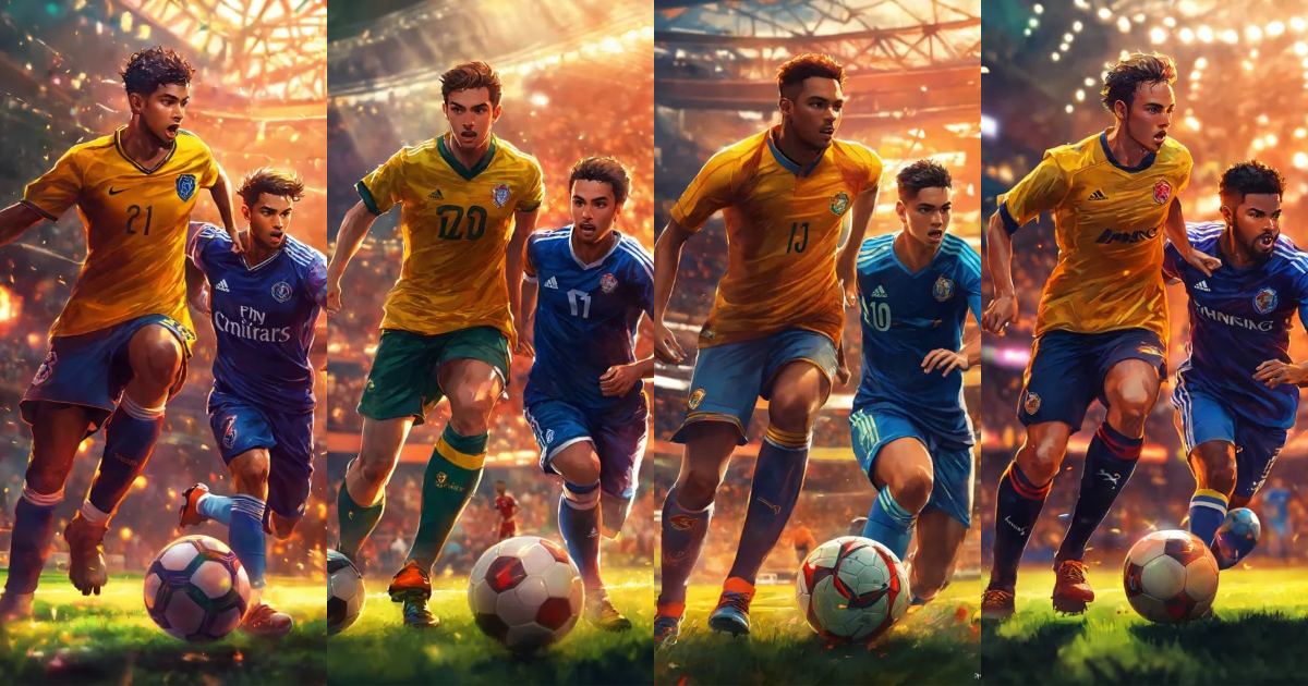 Lexica - Two soccer player playing soccer digital art, realistic ...