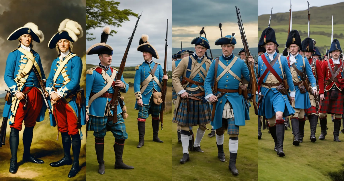 Lexica - Scottish clansmen at war using muskets, wearing sky blue 18th ...