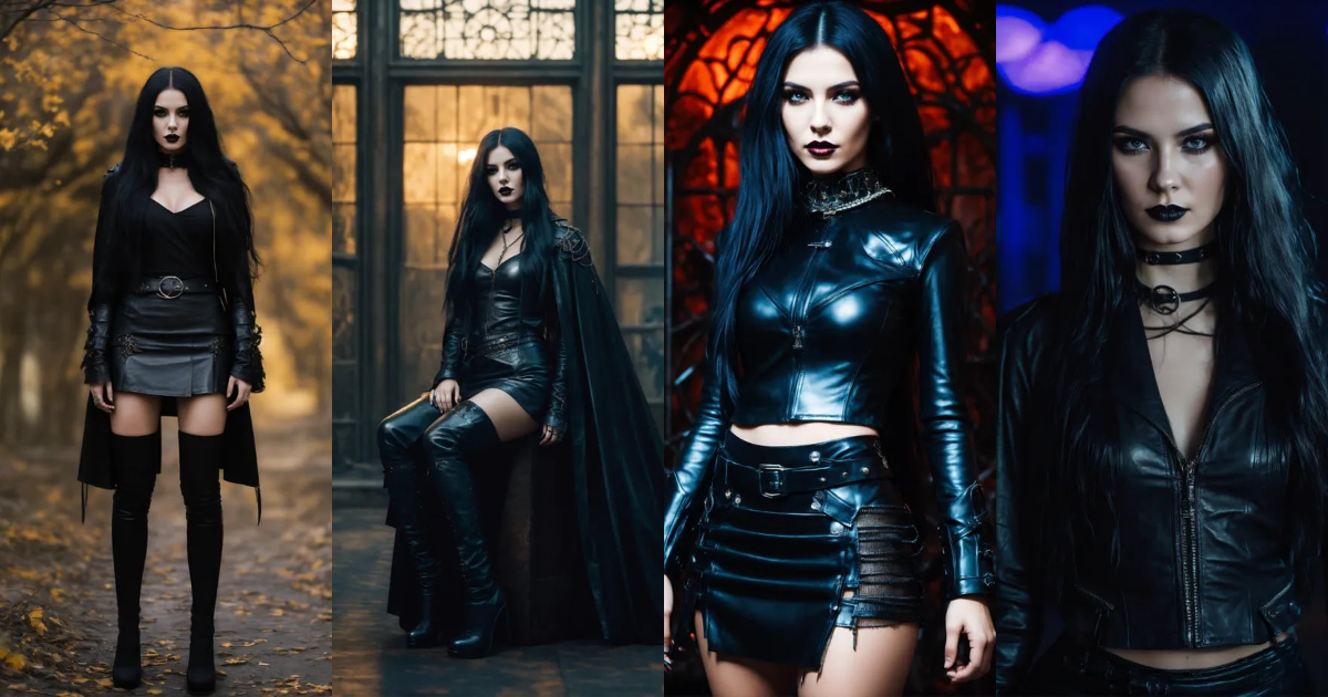 Lexica - Beautiful Extremely goth model young girl wearing black ...