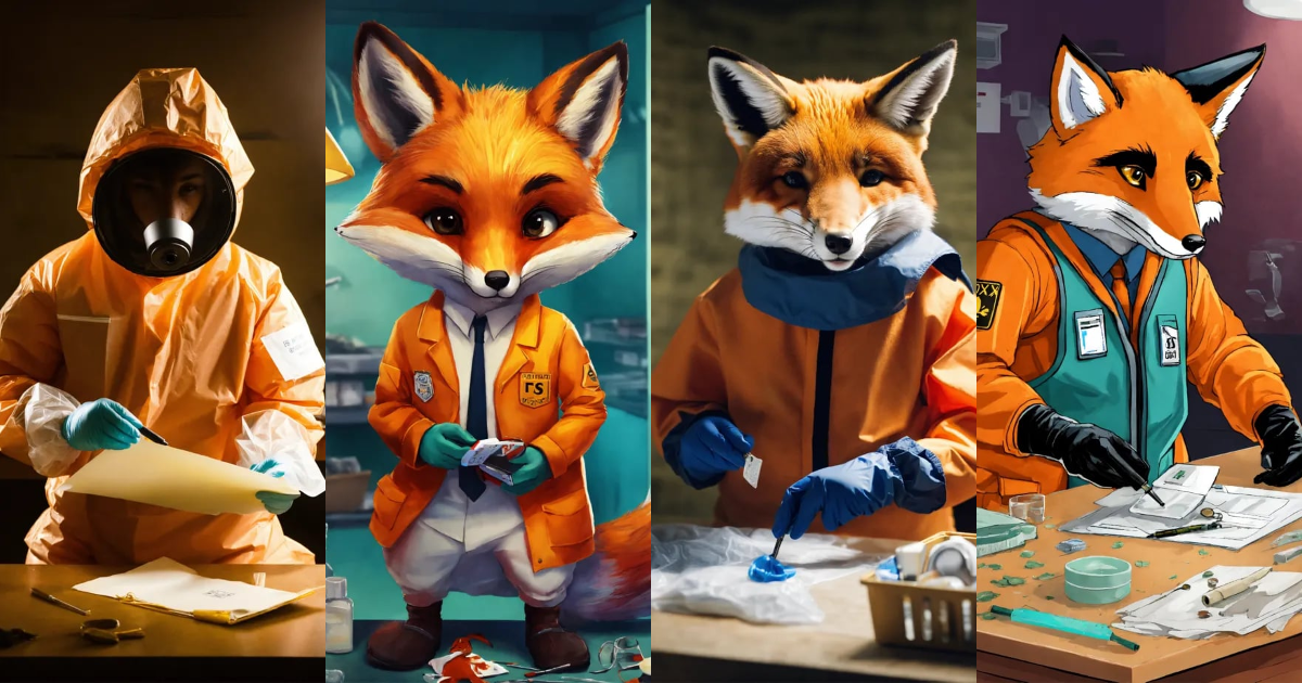 Lexica - A fox in forensic suit acquiring evidence.