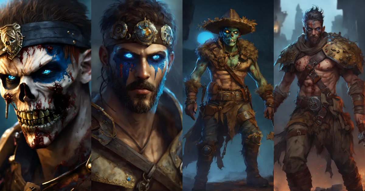 Lexica - Heroic fantasy raider zombie with blue eyes