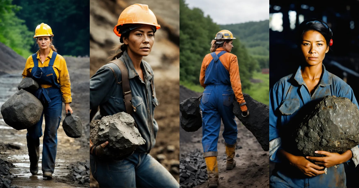 Lexica - Female coal miner carrying rock