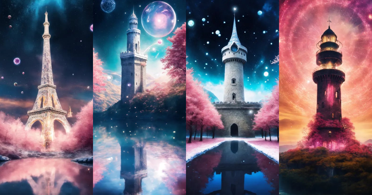 Lexica - Underwater long exposure photography, giant white tower flying ...