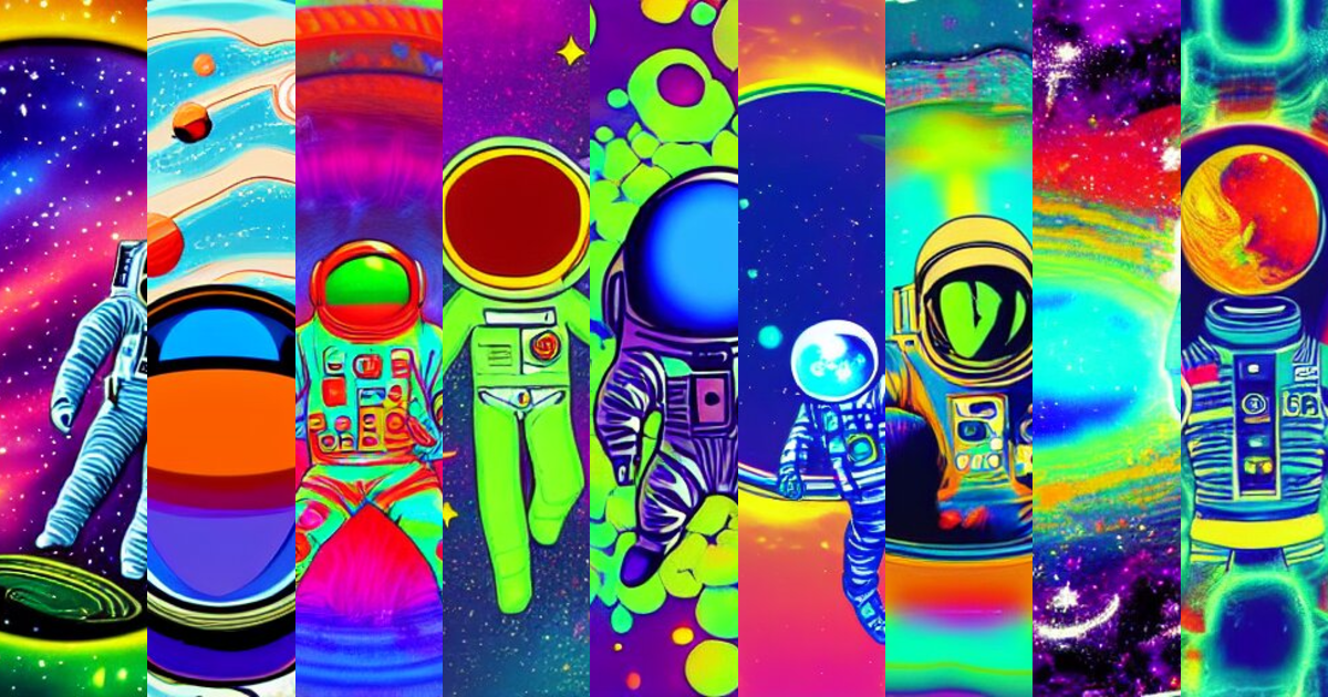 Lexica - Psychedelic astronaut floating in space, very colorful ...