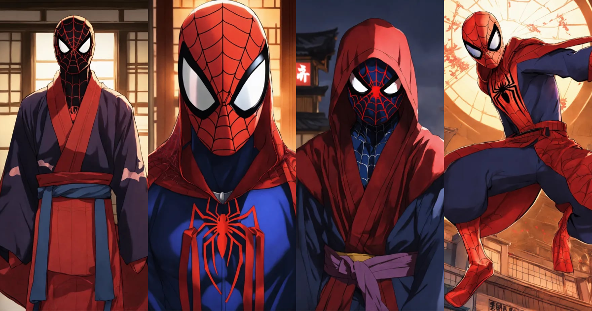 Lexica - Spider-Man wearing an Akatsuki robe. Anime