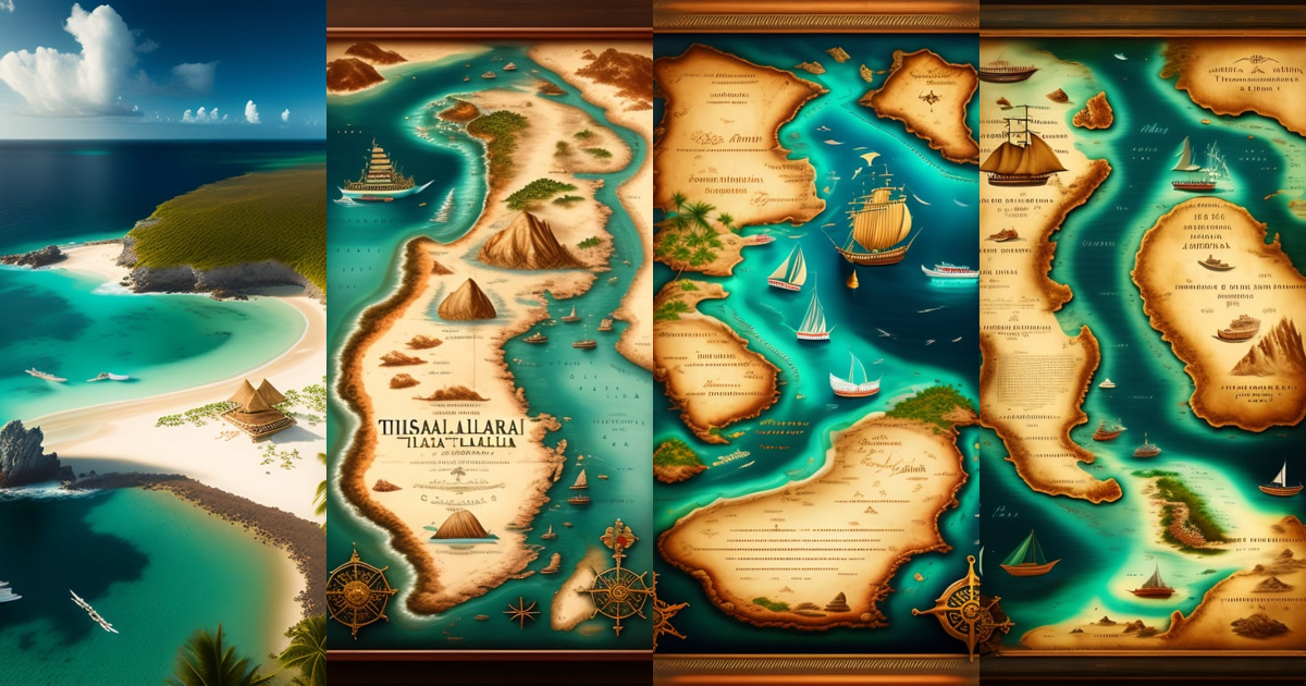Lexica - Old torn treasure map showing the treasure of "isla la tortuga ...