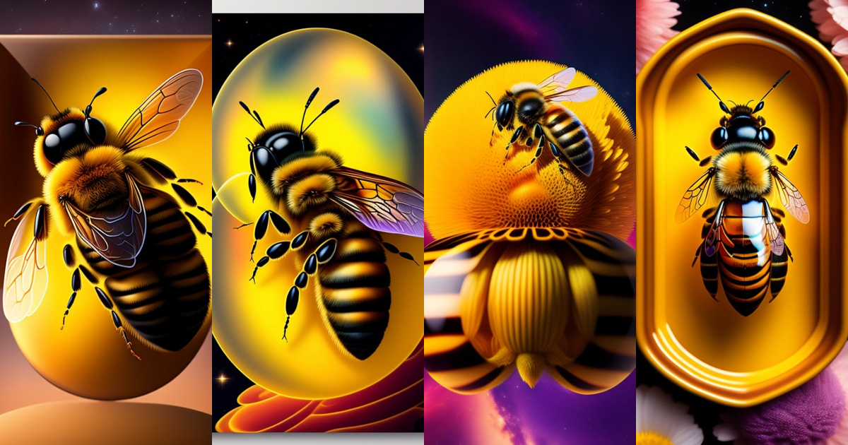 Lexica - Honey bee in space in the style of rene magritte