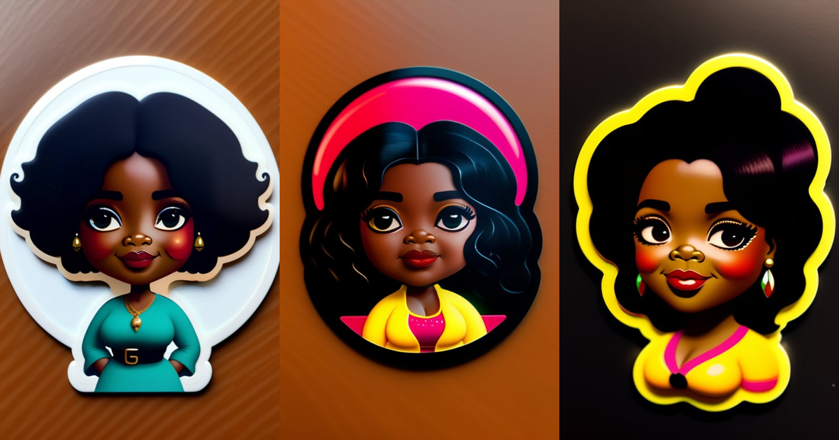 Lexica - A die cut sticker of a cute oprah with big sad eyes in the ...