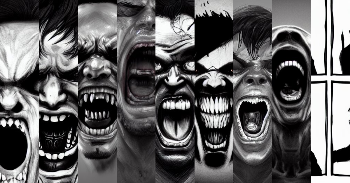 Lexica - His endless screaming makes his own mind eat him up, black and ...