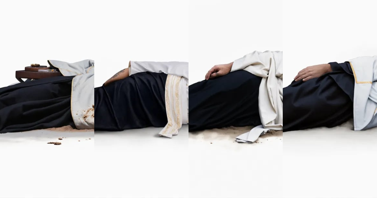 Lexica - A man,in dirty robes, laying on his side in the dirt, sharp ...