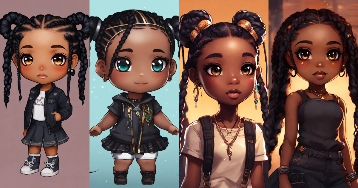 Lexica - Black girl chibi with braids