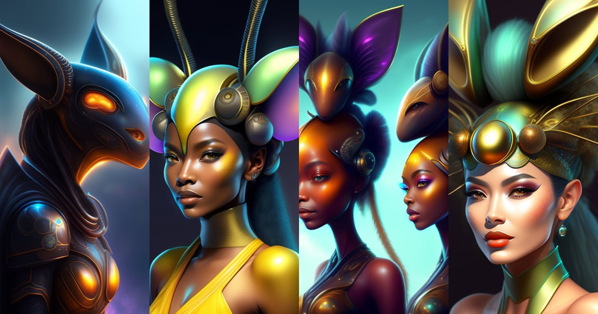 Lexica - Detailed concept art of an Alien pair, with antennas in the ...