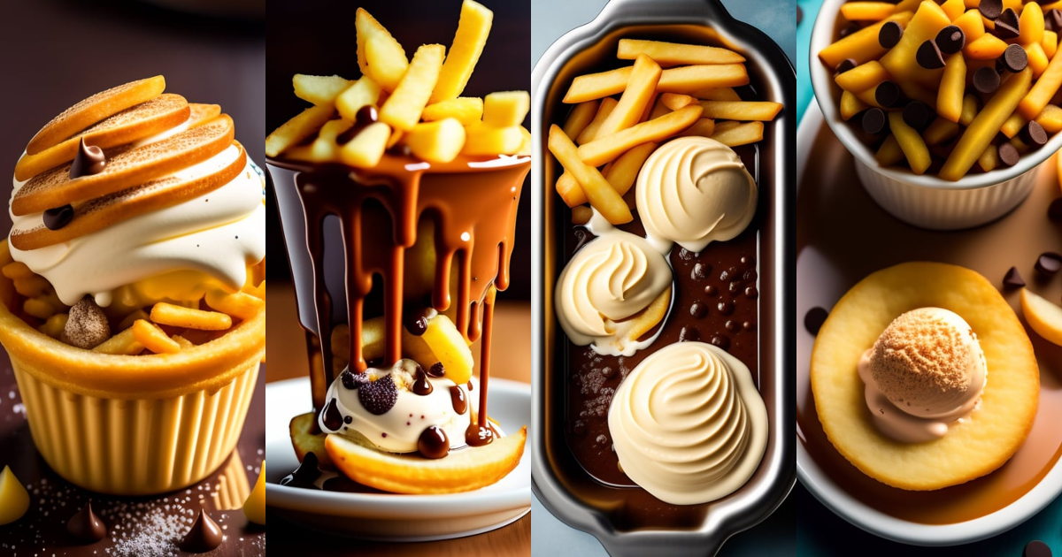 Lexica - Fries dancing on the chocolate chip ice cream