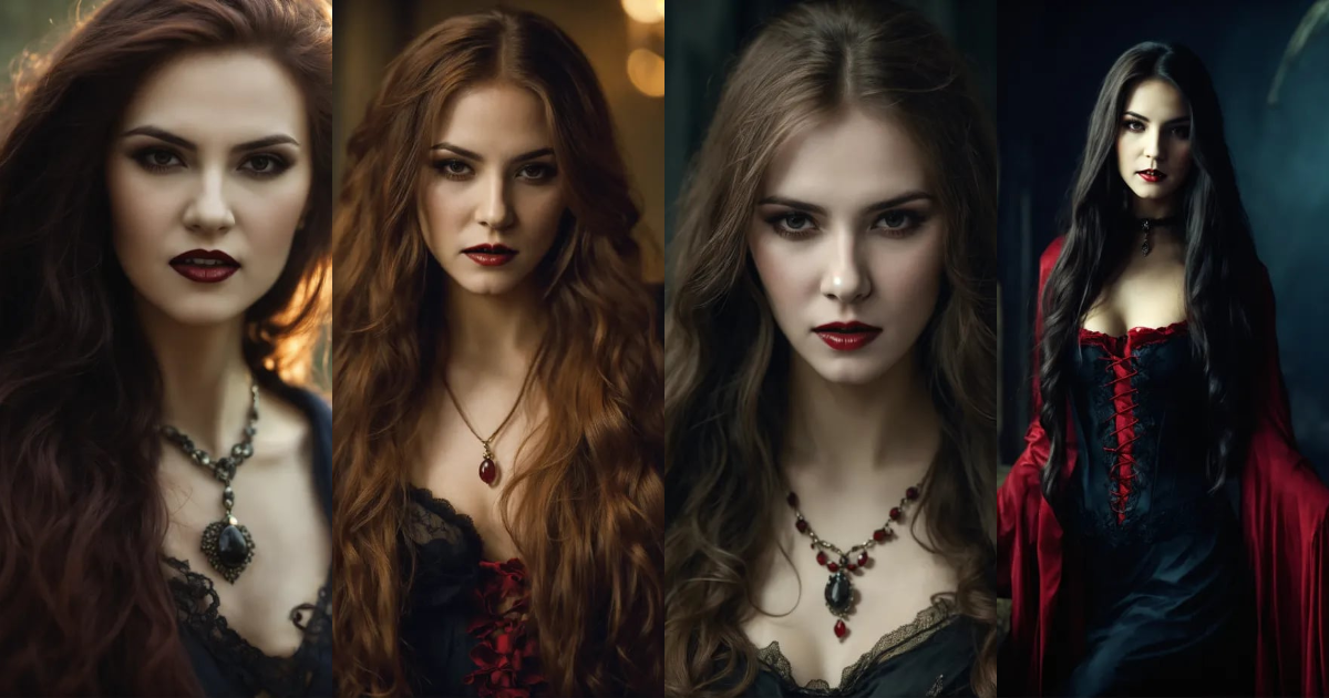 Lexica - Beautiful female vampire, very long hair, aged