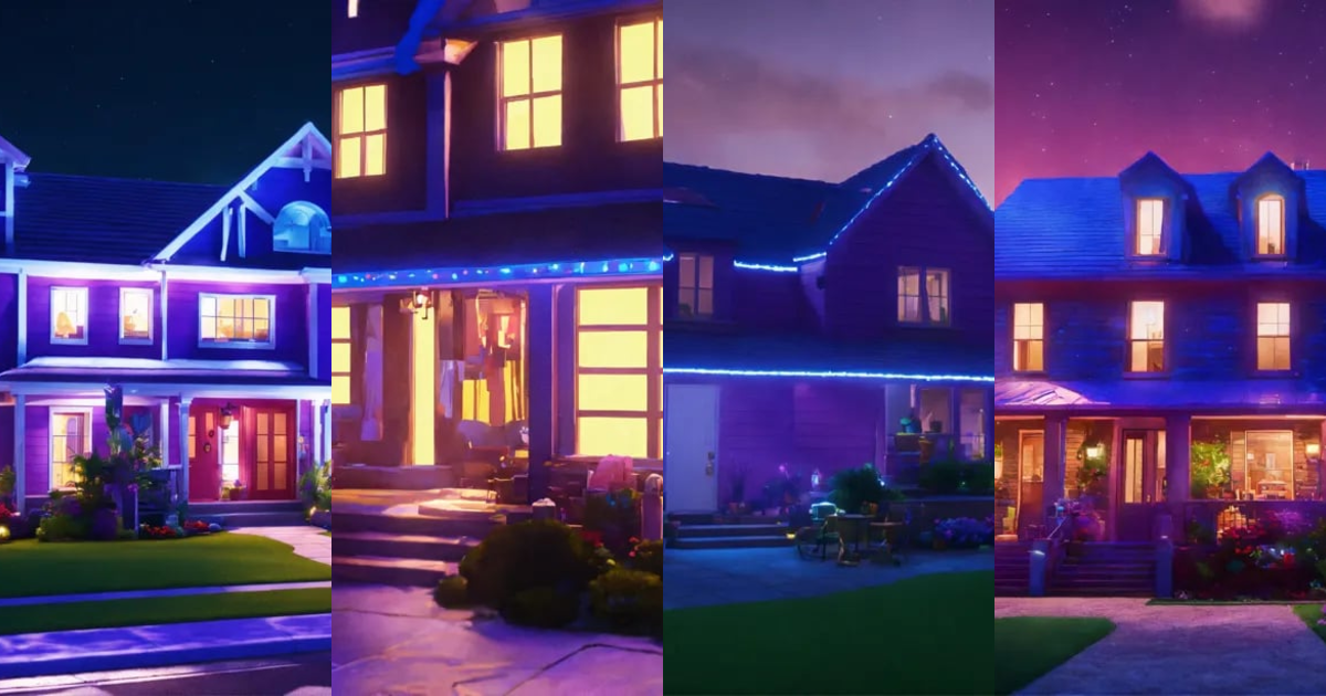 Lexica - CGI! Pixar style 80's home exterior. house party. no people ...