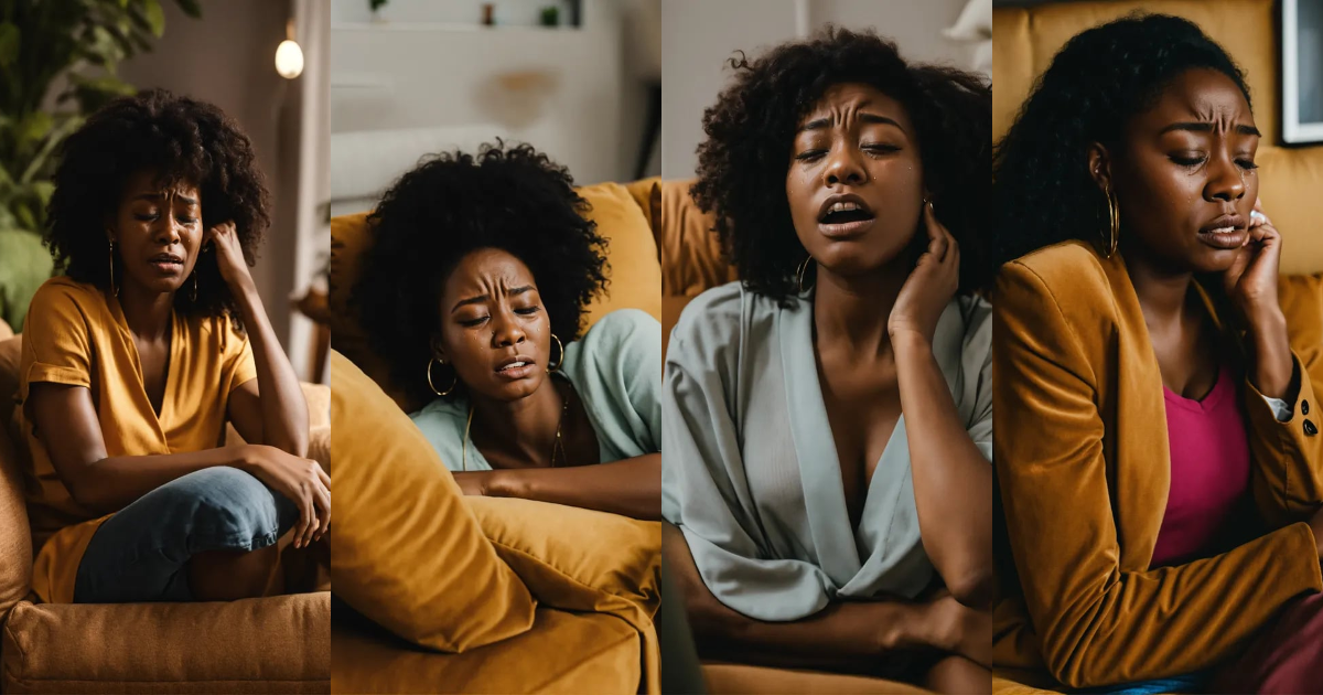 Lexica - Black woman crying on the couch