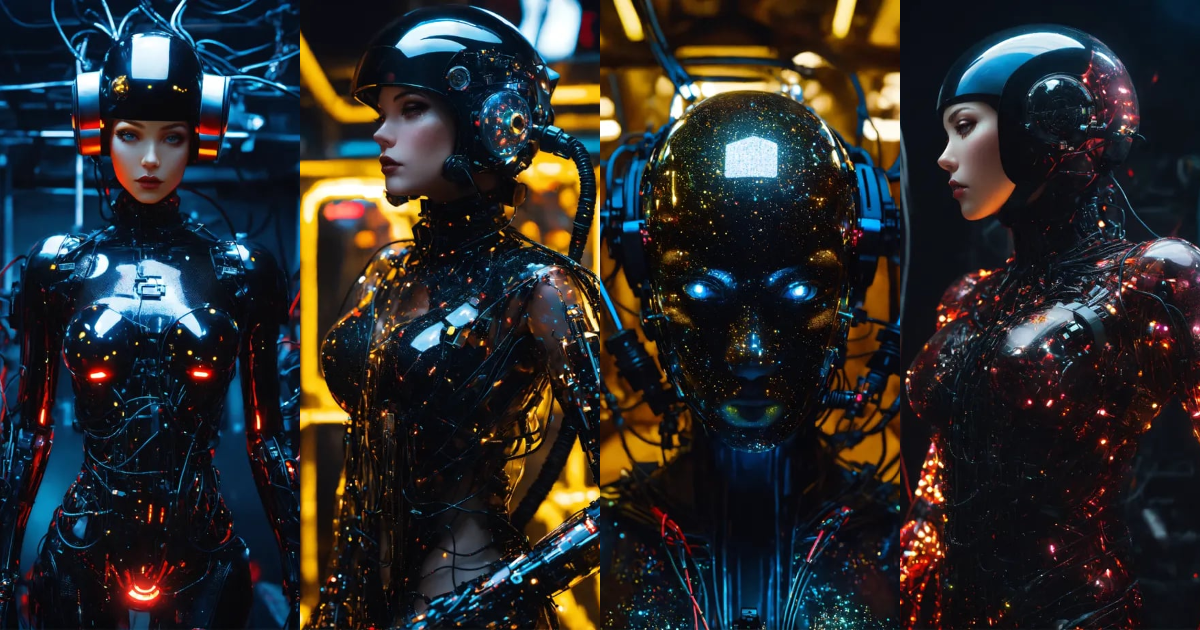 Lexica - Body portrait Photography, in a black laboratory full of ...