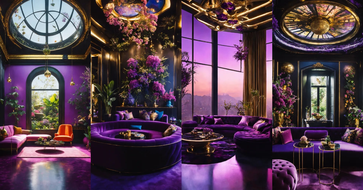 Lexica - Architectural Digest photo of a maximalist black and purple ...