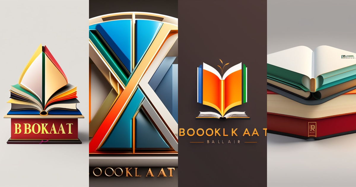 Lexica - A logo of book, with letter "Booklat", white background