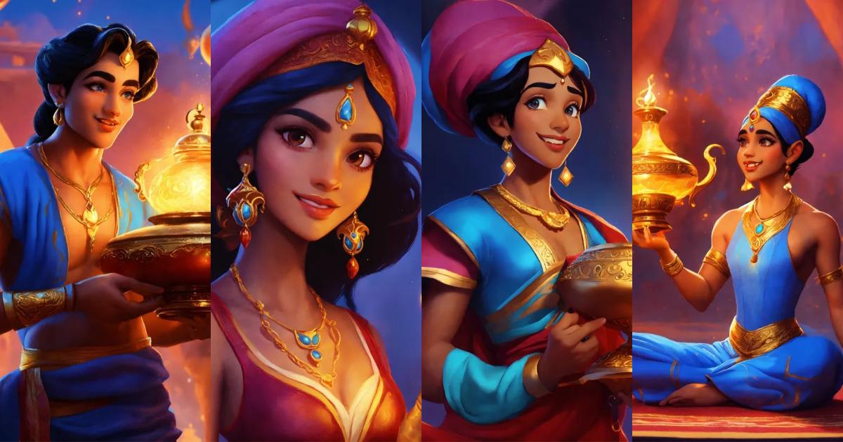 Lexica - Genie, from the movie Aladdin and the magic lamp, volumetric ...