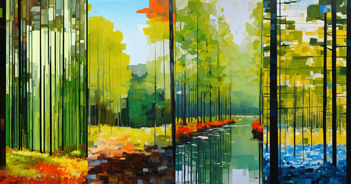 Lexica - La forêt, paysage, oil painting, transparent, in style ...