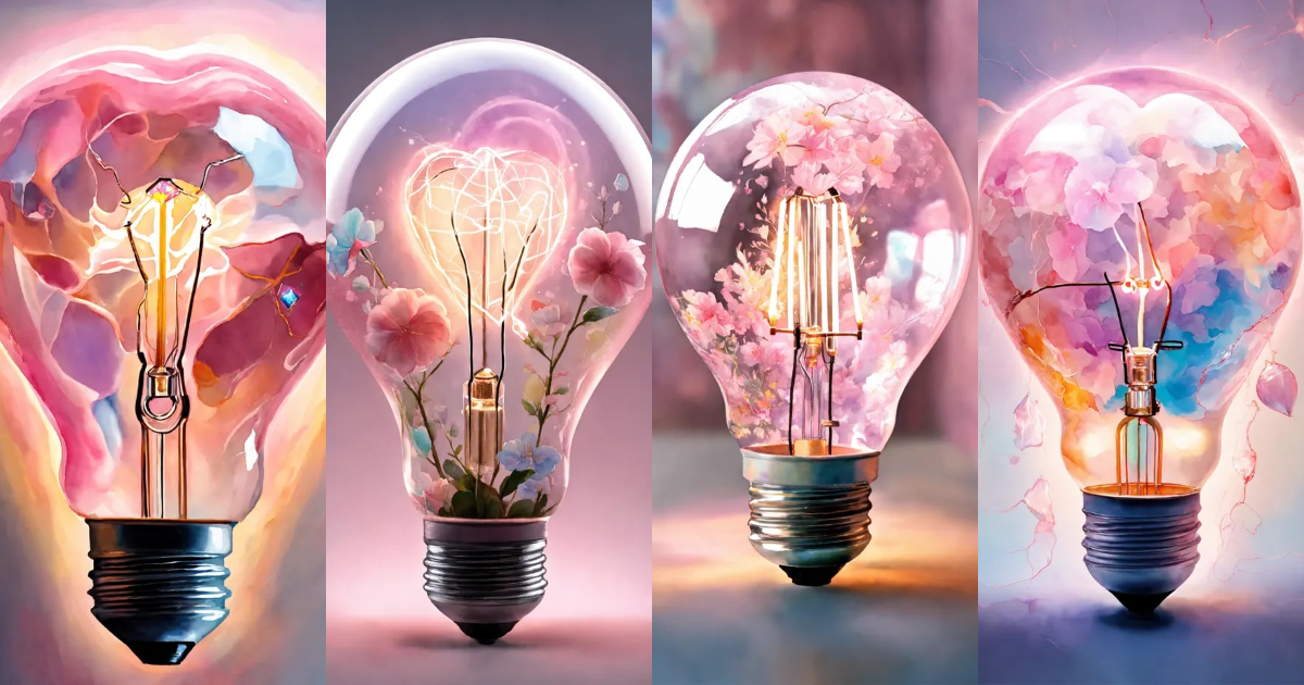 Lexica - Pastel light pink Ghost inside, edison lightbulb heart shaped ...