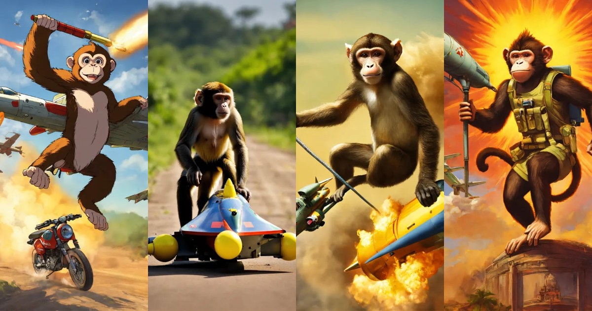Lexica - A monkey rides a missile