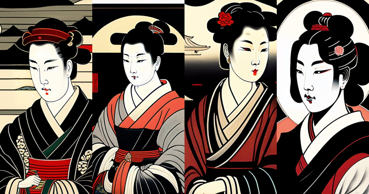 Lexica - Black and white ukiyo-e style painting of ebisu