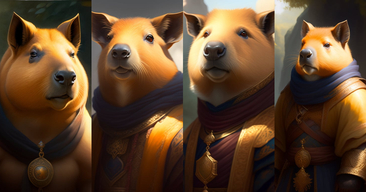 Lexica - A detailed portrait of capybara illustrator, by justin gerard ...