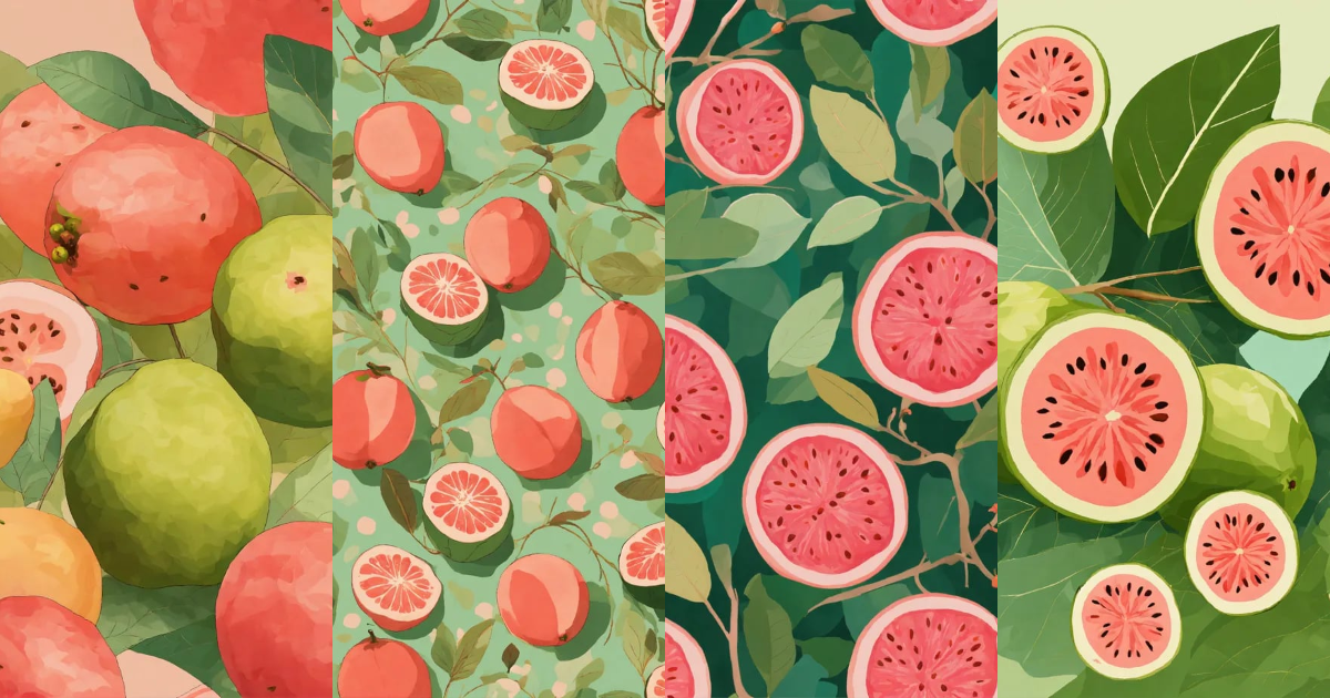 Lexica - The faded colors of guava fruit image intertwined seamlessly ...