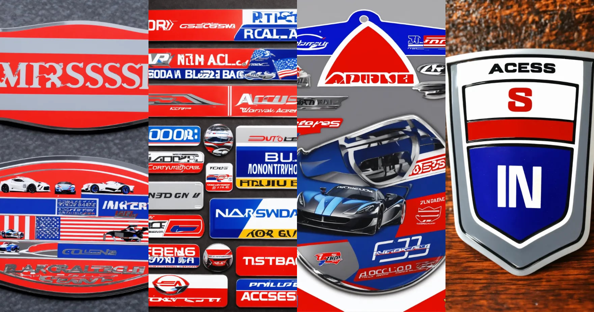 Lexica - Car badge access sticker for motorsports venue, red, white and ...