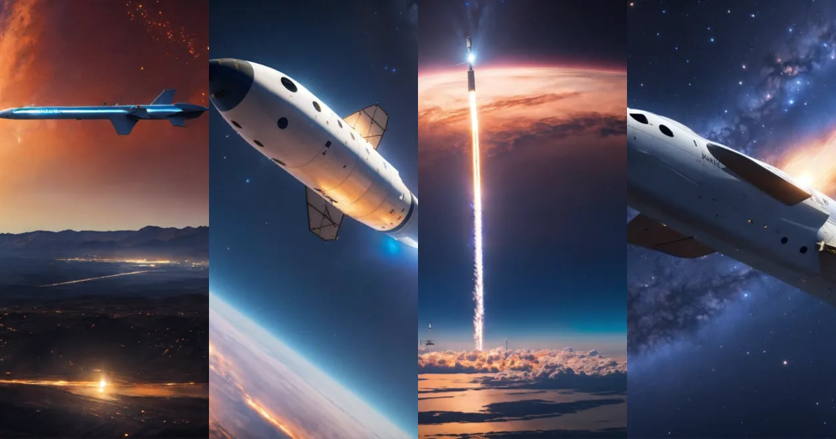 Lexica - An aircraft from spacex flying through the cosmos