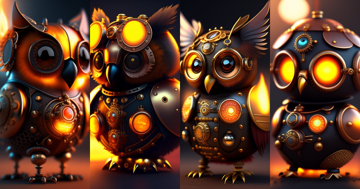 Lexica - A cute adorable portrait of a rusty and dirty steampunk clockwork mechanical baby owl ...
