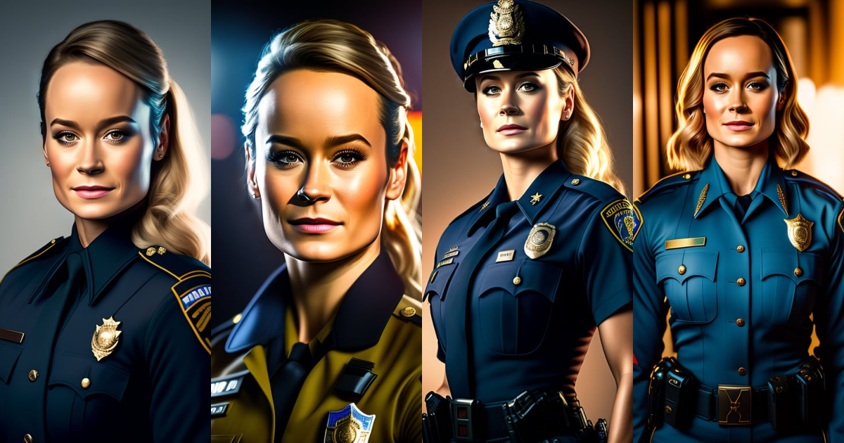 Lexica - Brie Larson as a female police officer, realistic detailed ...