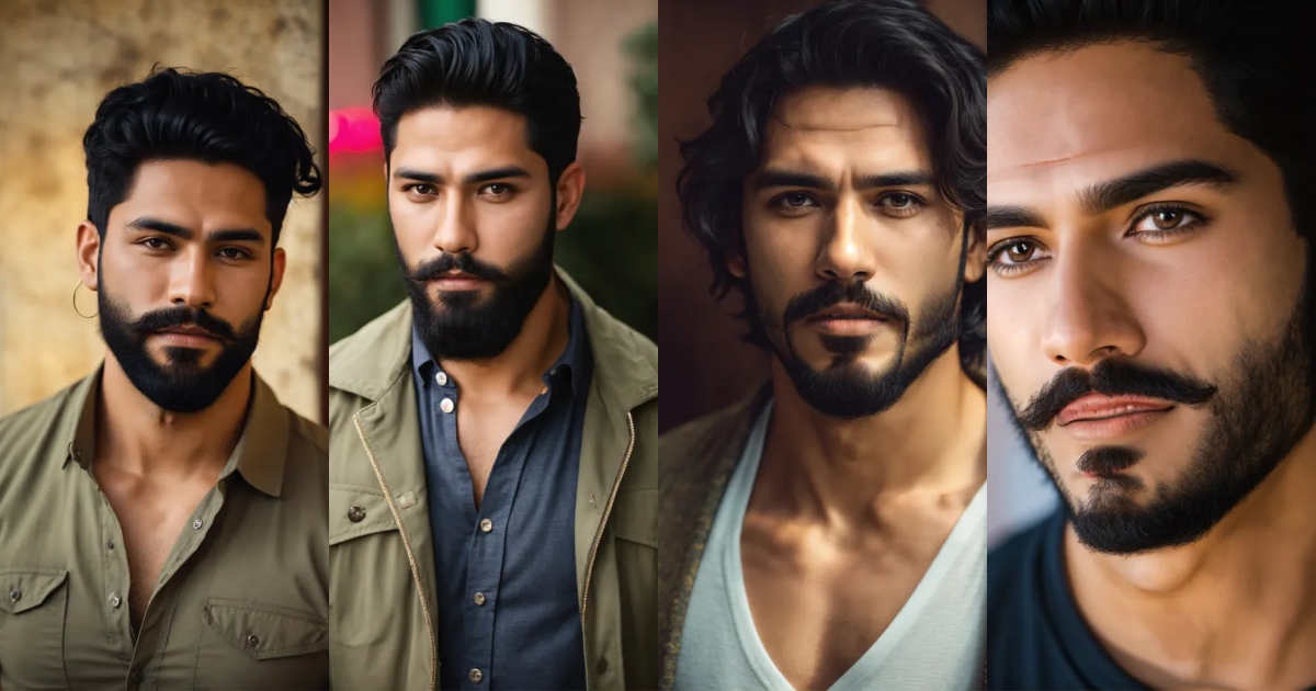 Lexica - Handsome Mexican man, black hair, dark brown eyes, beard ...