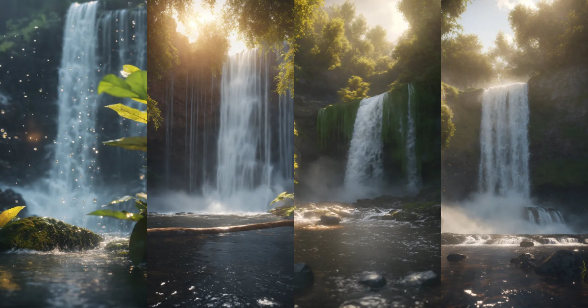 Lexica - Deluge scene with waterfall, Cinematic style, Blurred ...