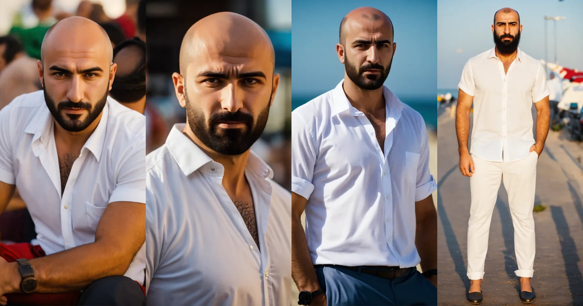Lexica - Bad bald turkish guy in white shirt