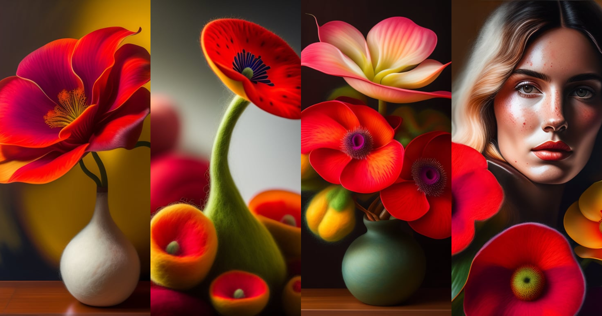 Lexica - Felted art, hundreds of red anthuriums, blood-drenched ...