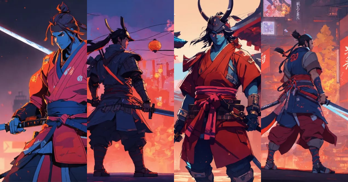 Lexica - Photo of a samurai with heroic pose, dota 2, screens, robot ...