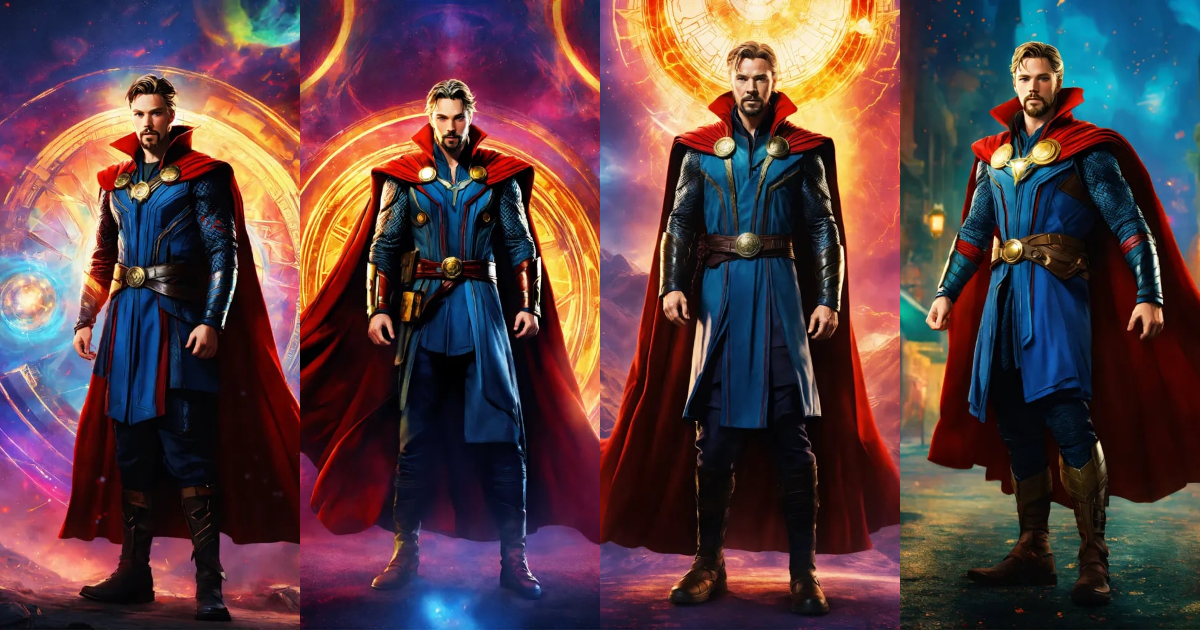 Lexica - Thor as Doctor Strange full-body, colorful background, 2d ...