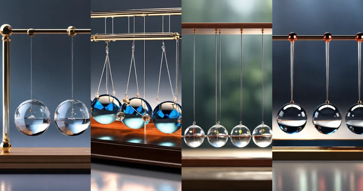 Lexica - Newton cradle, five crystal clear transparent pendulums, one ...