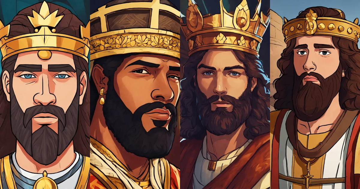 Lexica - 25 year old king josiah from the bible, 2d cartoon, face closeup