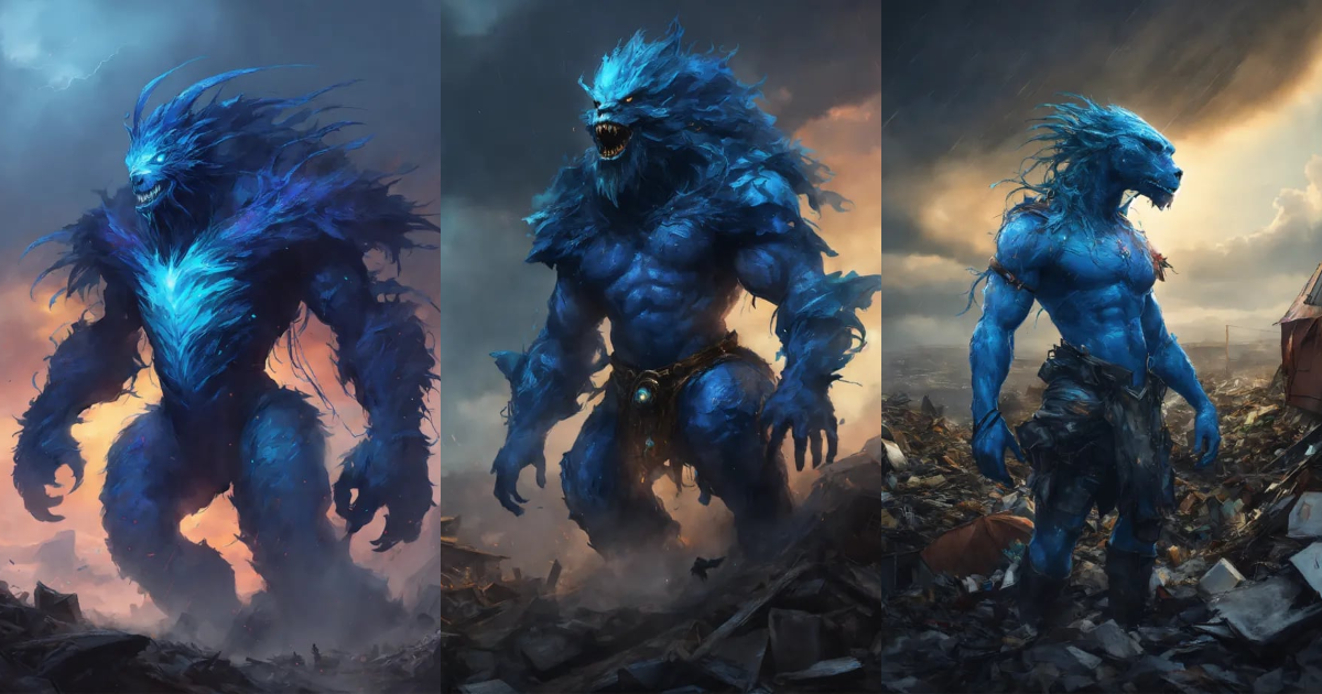 Lexica - A celestial Blue-skinned Monster of the a rubbish dump, Storms ...