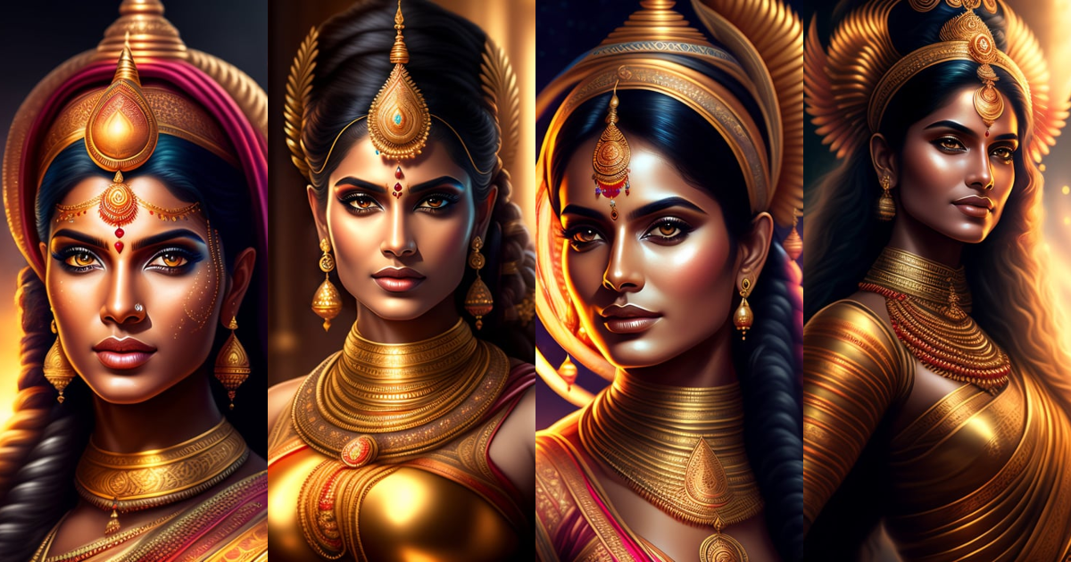 Lexica - Portrait of a Lakshmi, fantasy, front light, intricate ...