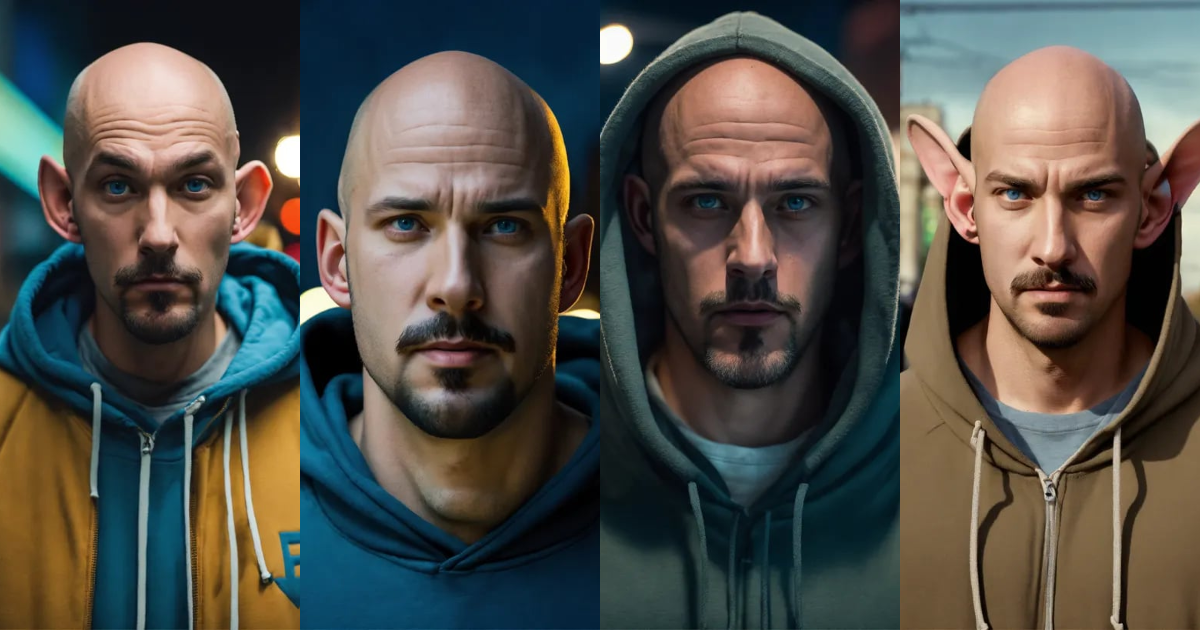 Lexica - A HUGE MAN WITH A HUGE LUMPY BALD HEAD, A TINY GOATEE , NO ...