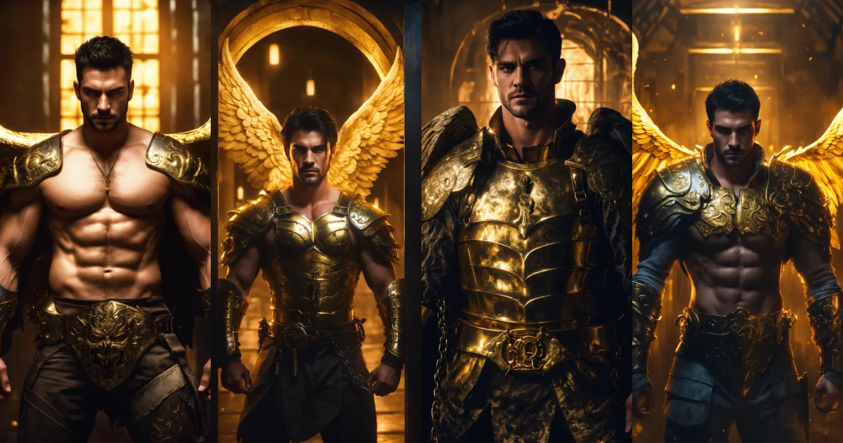 Lexica - Handcuffed, a strong handsome white male angel, a handsome ...