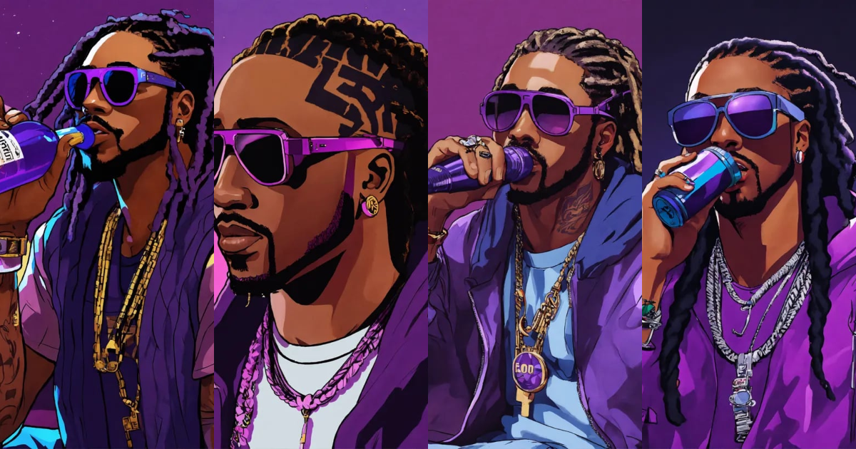 Lexica - Rapper known as future as a cartoon drinking codeine in purple ...