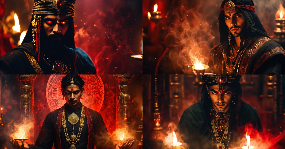 Lexica - Sinister and dramatic picture of a young handsome Indian ...