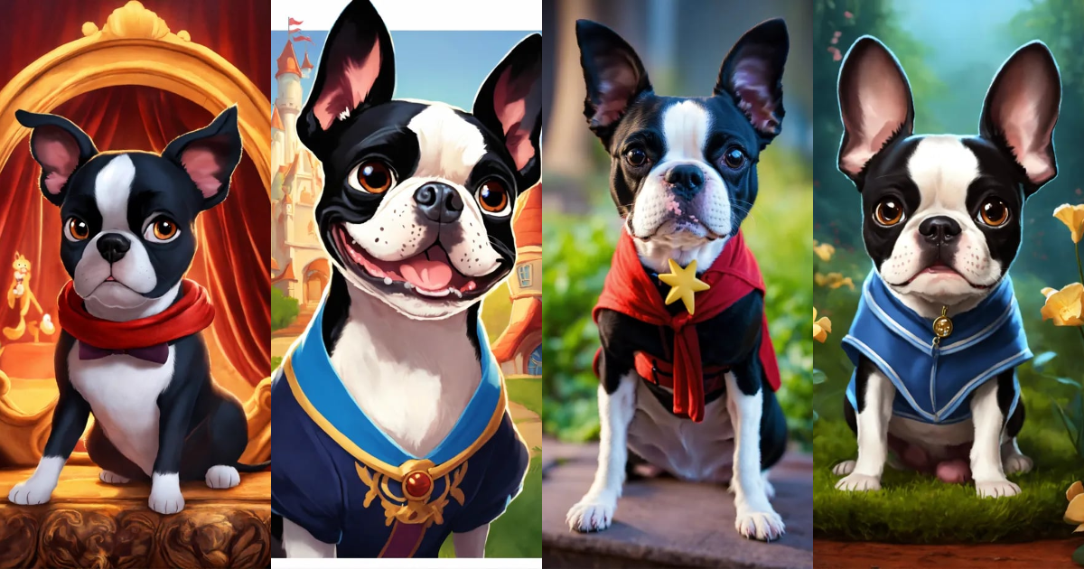 Lexica - A cute boston terrier dog as a disney movie character